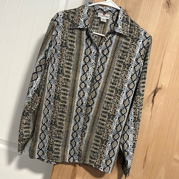 Tops | Snake Print Blue Tone Blouse Size S | Poshmark